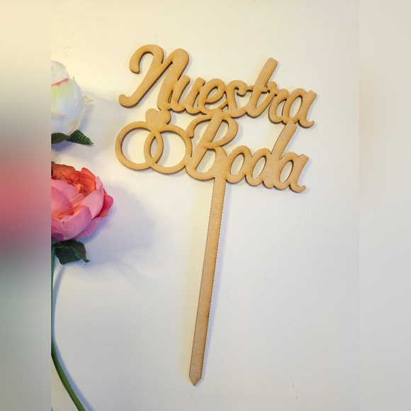 Tere Mexi Gifts | Party Supplies | Nuestra Boda Wooden Cake Topper ...